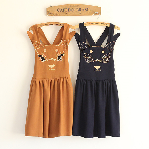The Chic Embroidered Vest Dress Cute Deer on Luulla